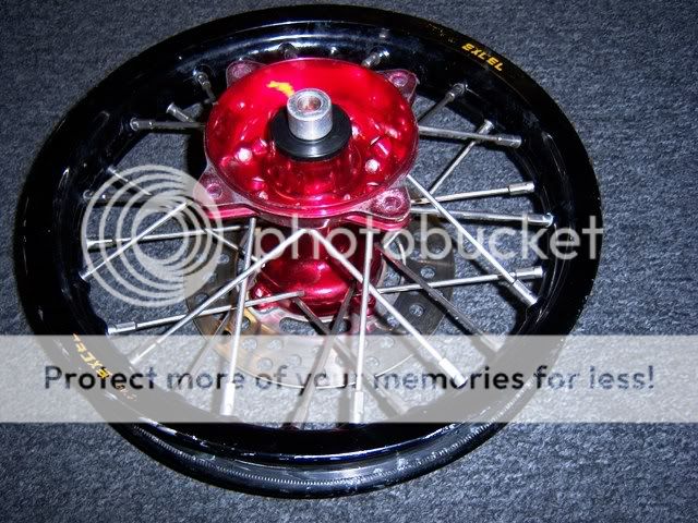 Front and rear wheels with Red hubs and excel rims for sale ...